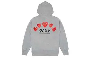 Play Comme Des Garcon Full Zip Hoodie With Emblematic Heart Graphic
