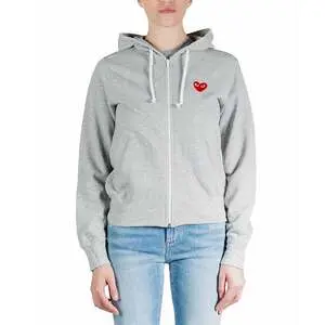 Play Comme Des Garcon Full Zip Hoodie With Emblematic Heart Graphic