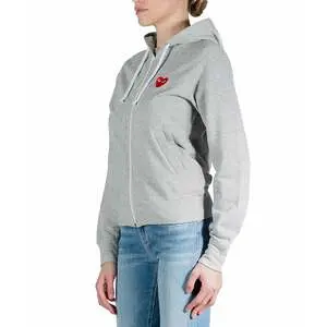 Play Comme Des Garcon Full Zip Hoodie With Emblematic Heart Graphic