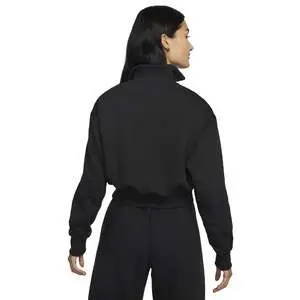 Nike Phoenix Fleece Half Zip Cropped Sweatshirt - Black