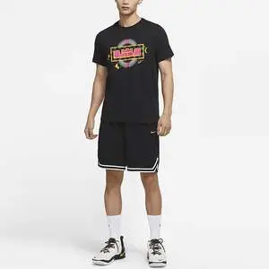 Nike Lebron Pattern Printing Round Neck Short Sleeve Black