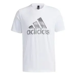 Adidas Logo Printing Sports Round Neck Short Sleeve - White