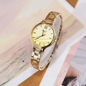 Casio Gold Tone Stainless Steel Watch With Gradient Dial And Sapphire Crystal