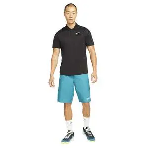 Nike Solid Color Buckle Short Sleeve Polo Black Polo Shirt