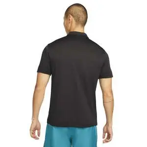 Nike Solid Color Buckle Short Sleeve Polo Black Polo Shirt