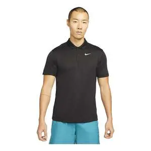 Nike Solid Color Buckle Short Sleeve Polo Black Polo Shirt - Multi-color
