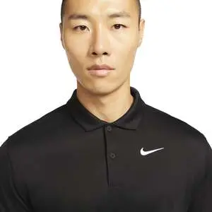 Nike Solid Color Buckle Short Sleeve Polo Black Polo Shirt