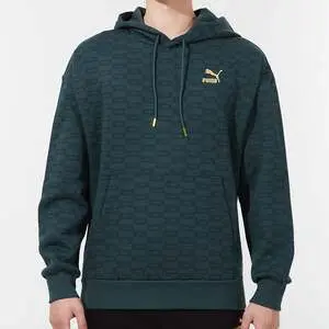 PUMA Luxe All-over Print Logo Knit Hoodie