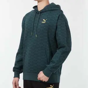 PUMA Luxe All-over Print Logo Knit Hoodie
