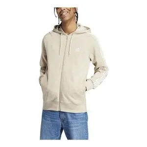 Adidas French Terry 3-stripes Full-zip Hoodie Jacket - Beige