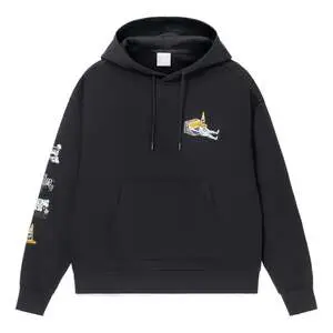 LI-NING Skateboard Series Pullover Hoodie With Graphic Print - Black/white