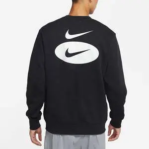 Nike As Nsw Sl Bb Crew Casual Sports Fleece Lined Round Neck Long Sleeves - Black