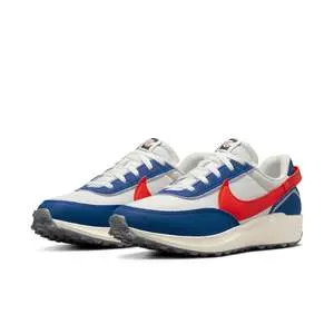 Nike Waffle Debut Swoosh Low Top Sneakers - White/blue/red