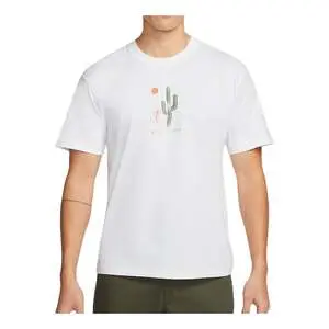 Nike Funny Cactus Flower Pattern Printing Short Sleeve White T-shirt - Multi-color