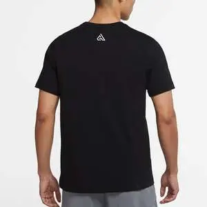 Nike Plant Pattern Printing Round Neck Pullover Short Sleeve Black T-shirt - Default Color