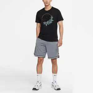 Nike Plant Pattern Printing Round Neck Pullover Short Sleeve Black T-shirt - Default Color