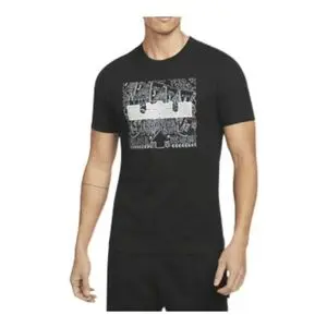 Nike Lebron Pattern Printing Knit Casual Short Sleeve Black - Multi-color