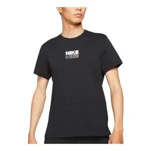 Nike Minimalistic Alphabet Logo Printing Casual Short Sleeve Black T-shirt - Multi-color