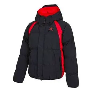 JORDAN Contrasting Color Puffer Jacket - Black