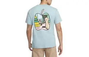 Nike Ss22 Back Cartoon Pattern Round Neck Short Sleeve Sky Blue T-shirt - Default Color