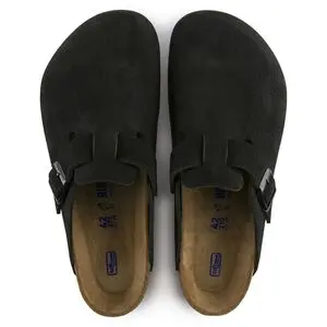 BIRKENSTOCK Boston Soft Footbed Suede Leather Clogs - Black