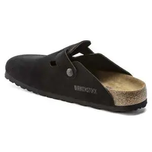 BIRKENSTOCK Boston Soft Footbed Suede Leather Clogs - Black