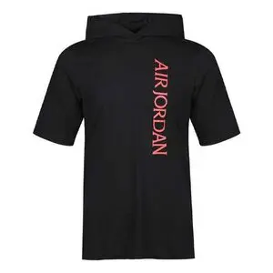 JORDAN Short Sleeve Hooded Top - Black