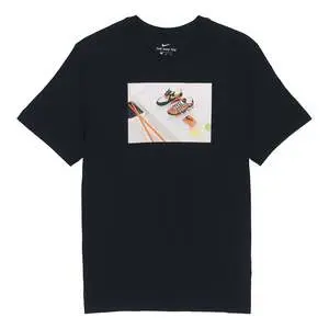 Nike Printing Sports Round Neck Short Sleeve - Black