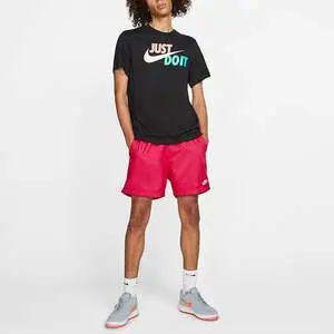 Nike Just Do It Contrasting Colors Alphabet Printing Round Neck Short Sleeve - Black