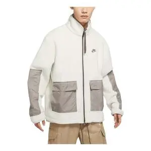 Nike Colorblock Stand Collar Lamb's Wool Jacket Brown - Default Color