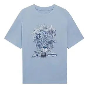 LI-NING Floral Cartoon Graphic T-shirt 'blue - Blue/grey