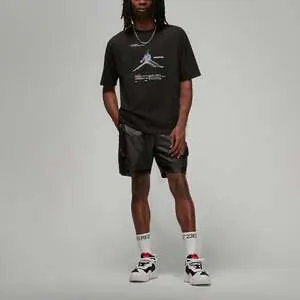JORDAN 23 Engineered Casual Breathable Large Logo Printing Round Neck Short Sleeve Black