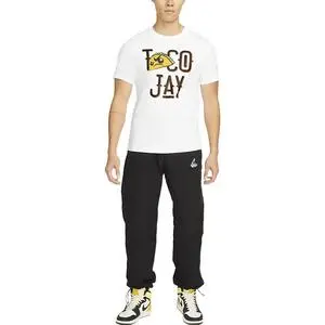 JORDAN Alphabet Cartoon Printing Round Neck Short Sleeve White T-shirt - Default Color