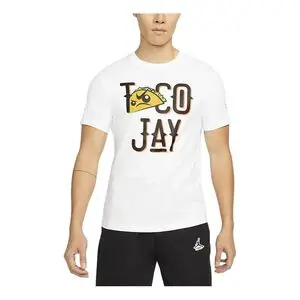 JORDAN Alphabet Cartoon Printing Round Neck Short Sleeve White T-shirt - Default Color