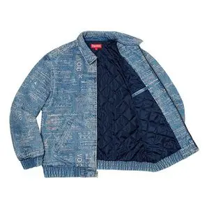 Supreme Checks Embroidered Denim Jacket - Teal