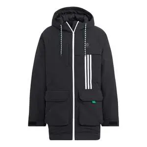 Adidas Neo Hooded Down Parka With Zipper And Stripe Detailing - Default Colorway