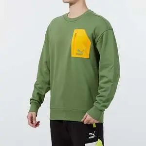 PUMA Contrasting Colors Zipper Pocket Round Neck Pullover