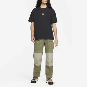 Nike Logo Embroidered Pattern Loose Round Neck Short Sleeve Black