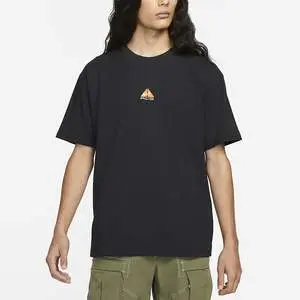 Nike Logo Embroidered Pattern Loose Round Neck Short Sleeve Black