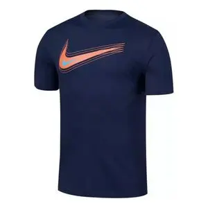 Nike As Tee Swoosh 12 Month Causual Sports Ventilate Logo Male Green - Navy