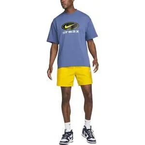 Nike Logo Alphabet Printing Breathable Round Neck Short Sleeve Dark Blue T-shirt - Default Color