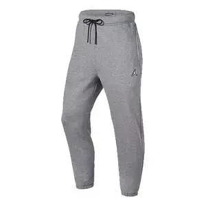 JORDAN Logo Embroidered Knit Fleece Lined Bundle Feet Sports Pants - Grey