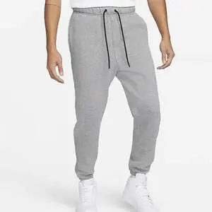 JORDAN Logo Embroidered Knit Fleece Lined Bundle Feet Sports Pants - Grey