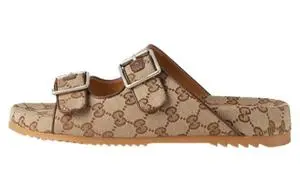 Gucci Double G Alphabet Straps Fashion Sandals - Beige/ebony