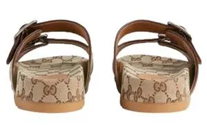 Gucci Double G Alphabet Straps Fashion Sandals - Beige/ebony