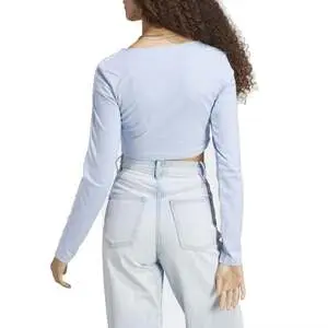 Adidas Adicolor Classics 3-stripes Long Sleeve Cropped Polo - Blue