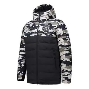 Adidas Hooded Down Jacket With Camouflage Pattern - Black