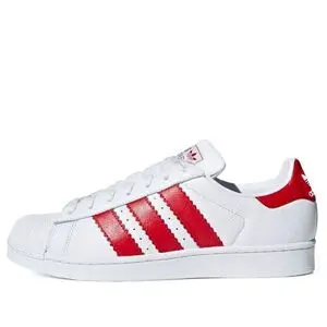 Adidas Superstar Sneakers With Scarlet Stripes - White