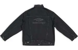 Balenciaga 3b Sports Icon Denim Jacket - Black