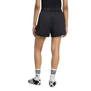 Adidas Satin Shorts With Ruffle And 3-stripes Detail - Black